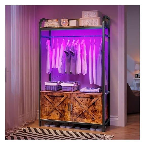 Clothes Rack with Shelves and Storage Cabinet, Clothing Rack for ...