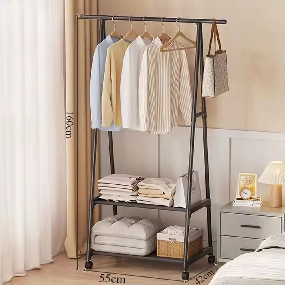 Clothes Rack Triangle Pulley With Wheels Hangers Coat Rack Living Room ...