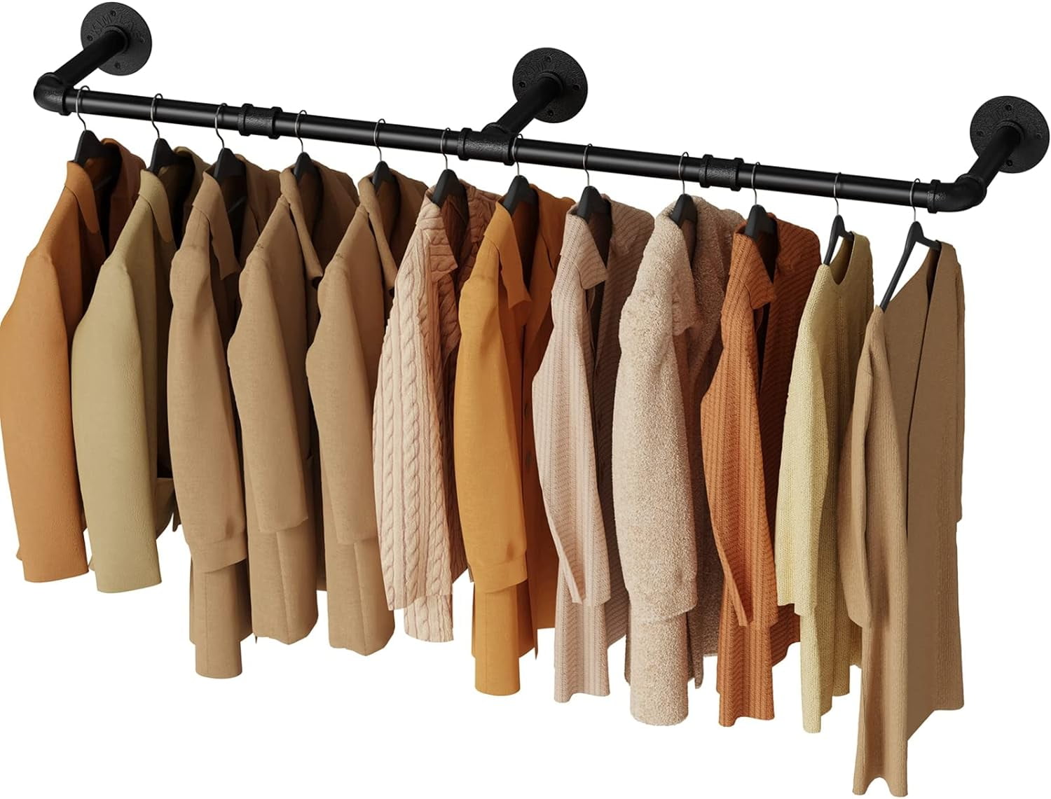 Clothes Rack Wall Mounted, 60in Industrial Pipe Wall Mount Clothing ...