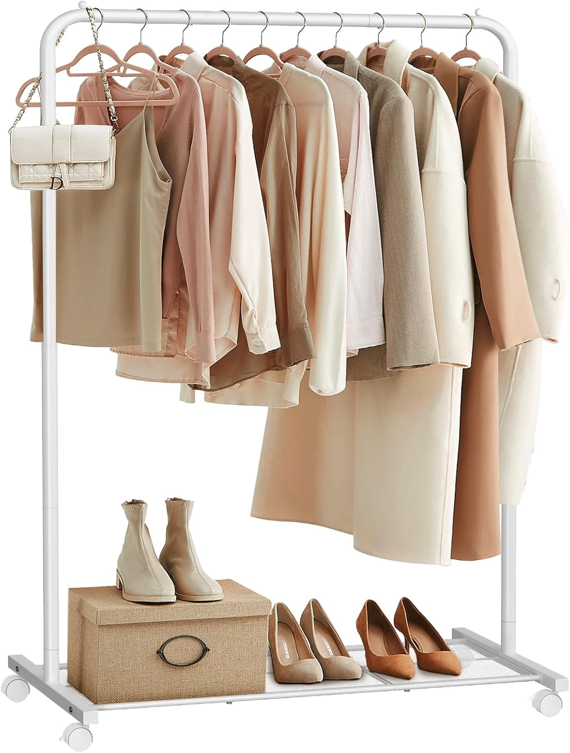 Clothes Rack with Wheels, Clothing Rack for Hanging Clothes, 25.4 mm ...