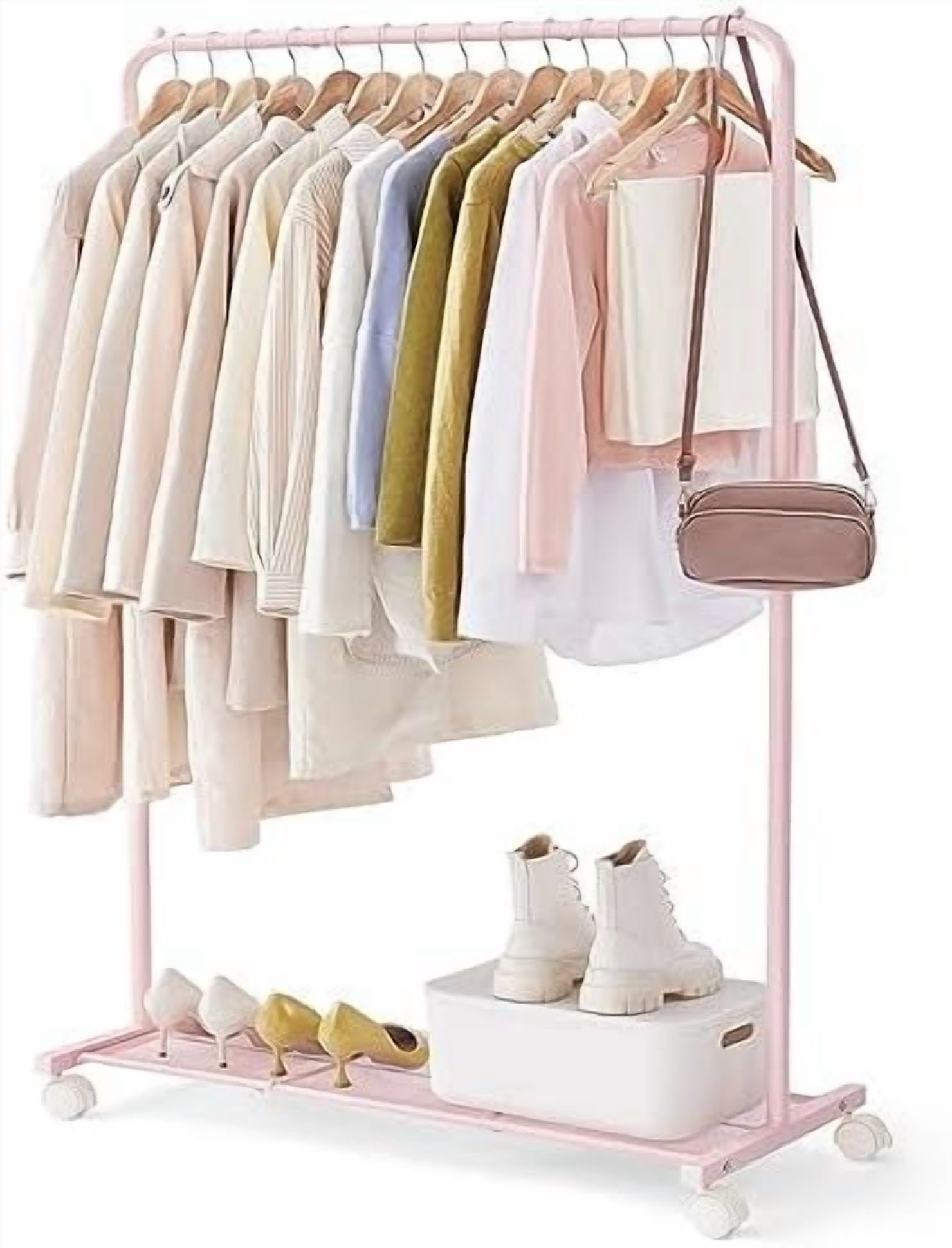 Clothes Rack with Wheels, Clothing Rack for Hanging Clothes, 25.4mm ...