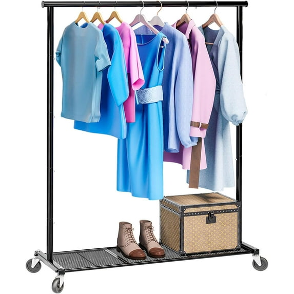 Clothes Rack with Wheels, Clothing Rack for Hanging Clothes, Rolling ...