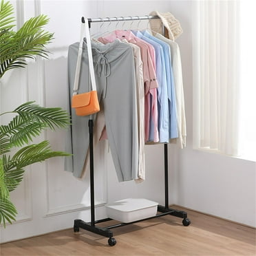 Mainstays Adjustable Rolling Garment Rack Metal Chrome, White, 84 ...