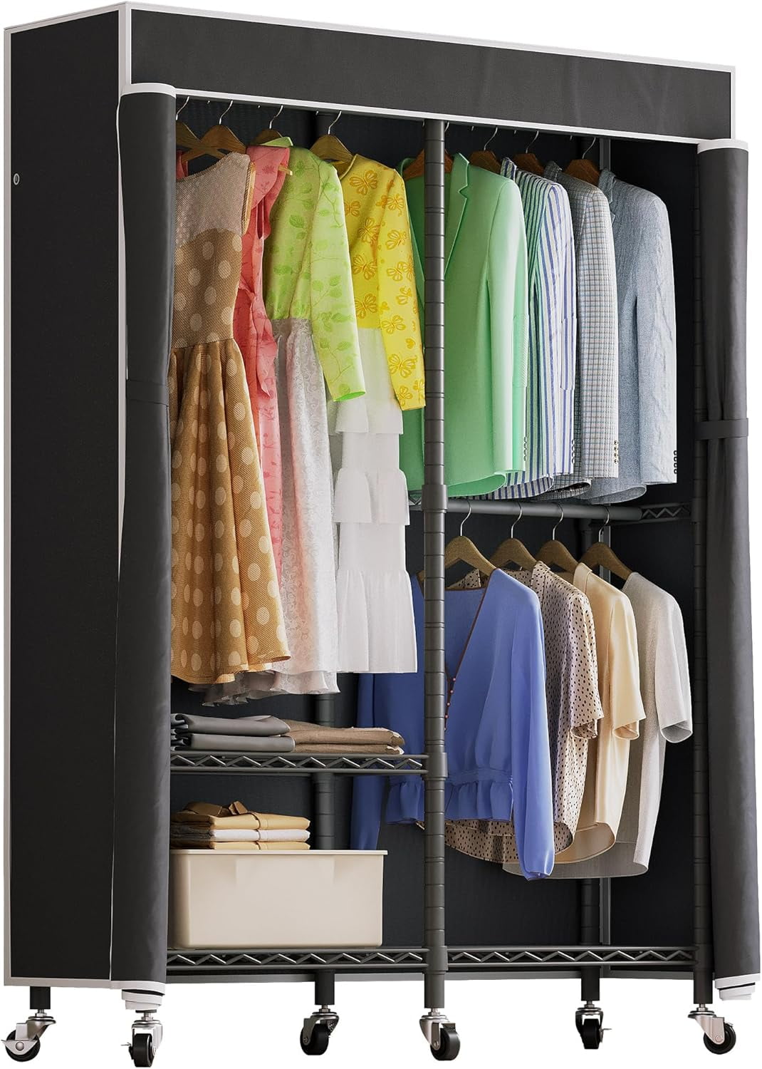 Clothes Rack for Hanging Clothes Heavy Duty Garment Rack Portable ...