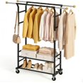 Clothes Rack with 3-Level Height Adjustment and Extendable Double ...