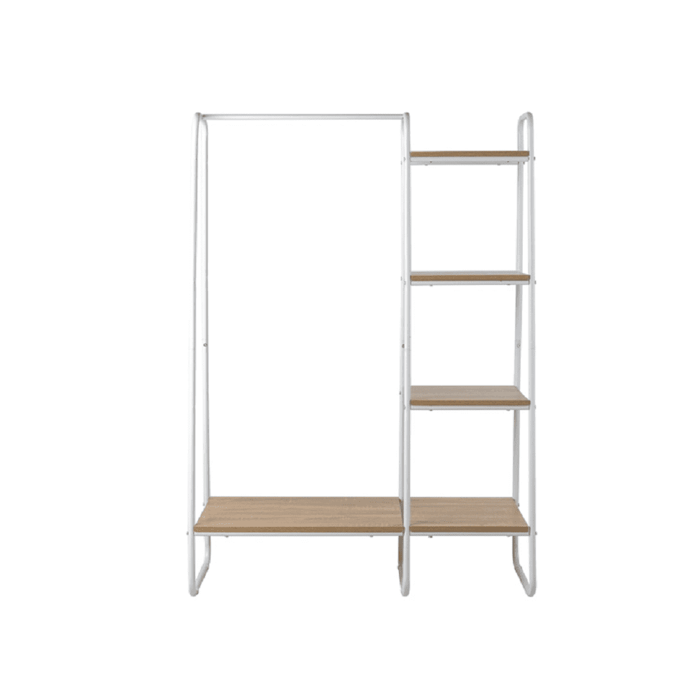 Clothes Rack with 5 Wood Shelf, Freestanding Clothing Rack, Garment ...