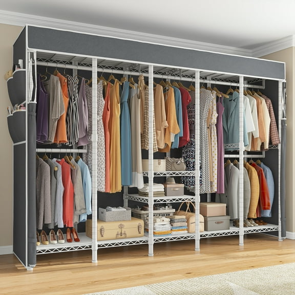 Clothes Rack with Shelves and Storage Cabinet, Clothing Rack for ...