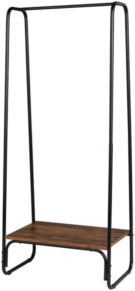 Clothes Rack with Wood Shelf, Freestanding Clothing Rack，Garment Rack ...