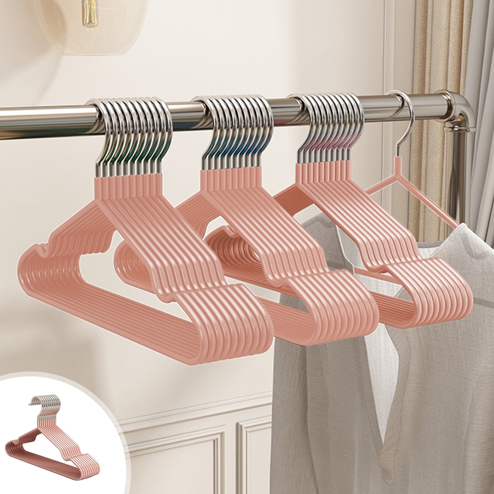 Clothes Racks 10-pack, Non-slip Metal Hangers with 2 Extra Hooks, Space ...
