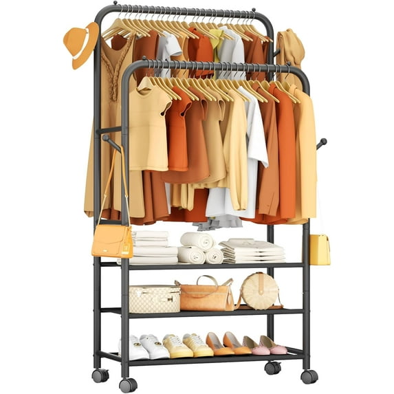 Clothes Racks for Hanging Clothes, Portable Rolling Garment Rack ...
