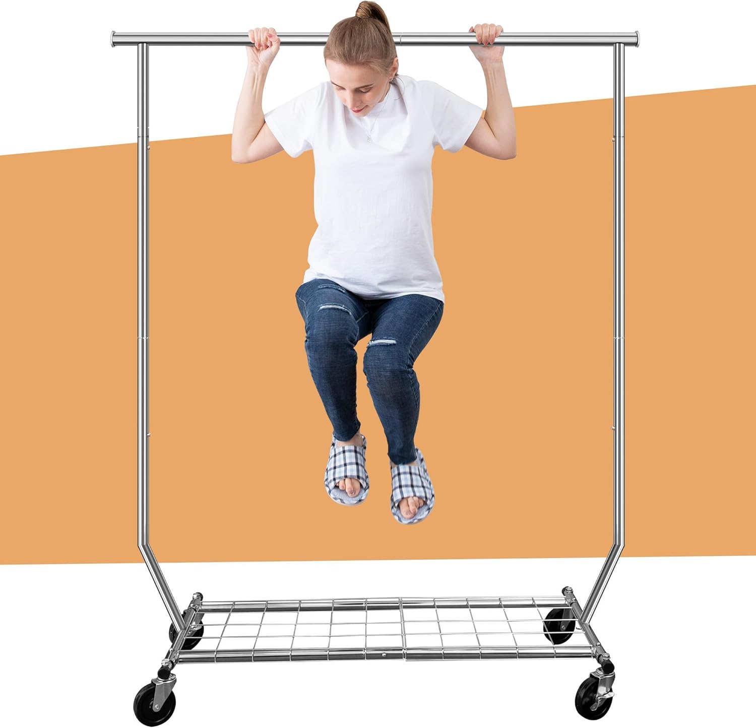 Clothes Racks Heavy Duty, Garment Rack Capacity 450 Lbs with Extendable ...