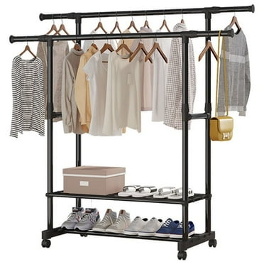 Mainstays Adjustable Rolling Garment Rack Metal Chrome, White, 84 ...