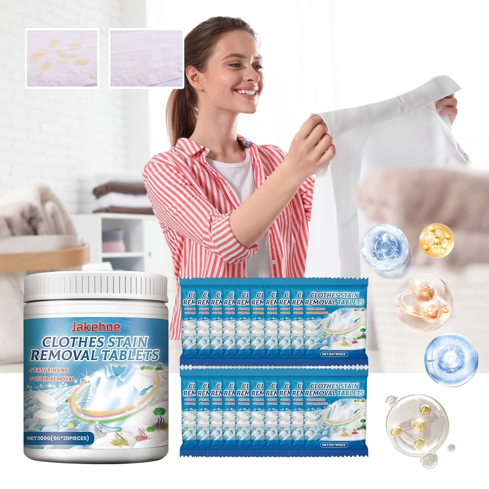 Clothes Stain Remover Tablets, Laundry Cleaning Tablets, Effective ...