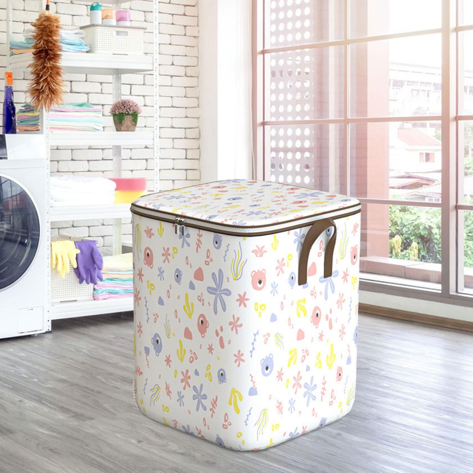 Clothes Storage Bag Wardrobe Organizer Bin with Lid Lightweight Quilt ...