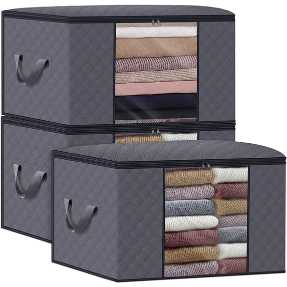 Clothes Storage Bags 100L [3 Pack ], Large Capacity Blanket Storage ...