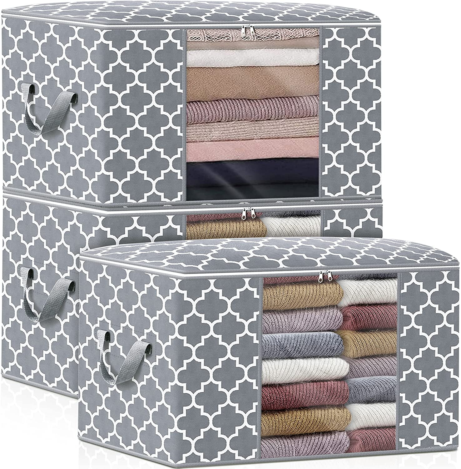 Happylost 3Pack 100L Clothes Storage Bags, Bedding Organizer ...