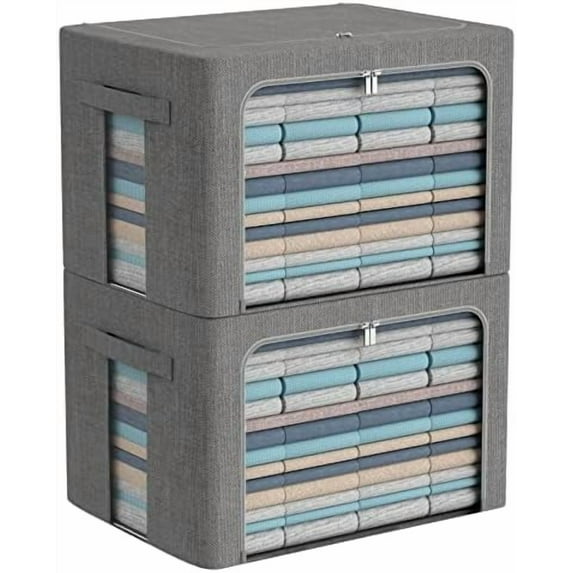 Clothes Storage Bins Box - Linen Fabric Foldable Stackable Container ...