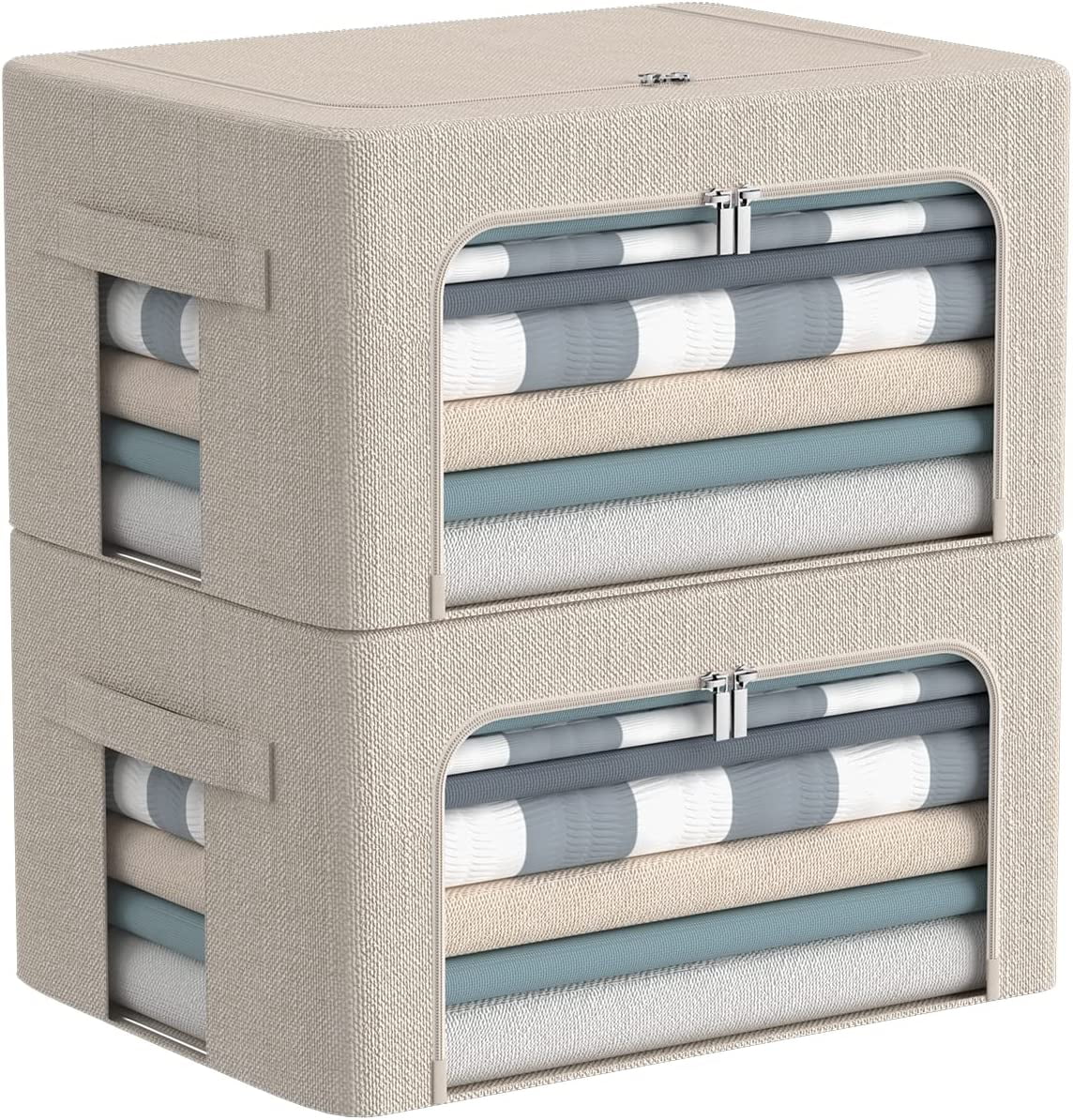 Clothes Storage Bins Box - Linen Fabric Foldable Stackable Container ...