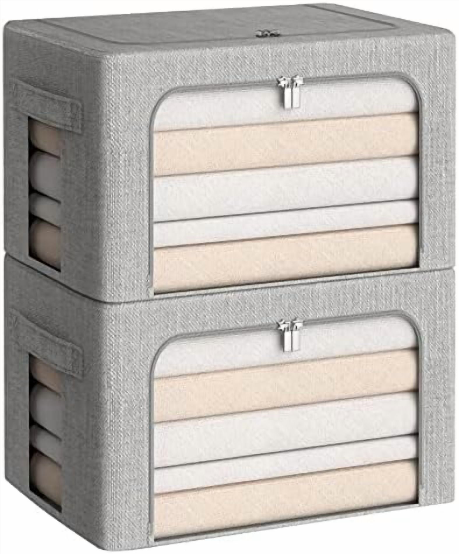 Clothes Storage Bins Box - Linen Fabric Foldable Stackable Container ...