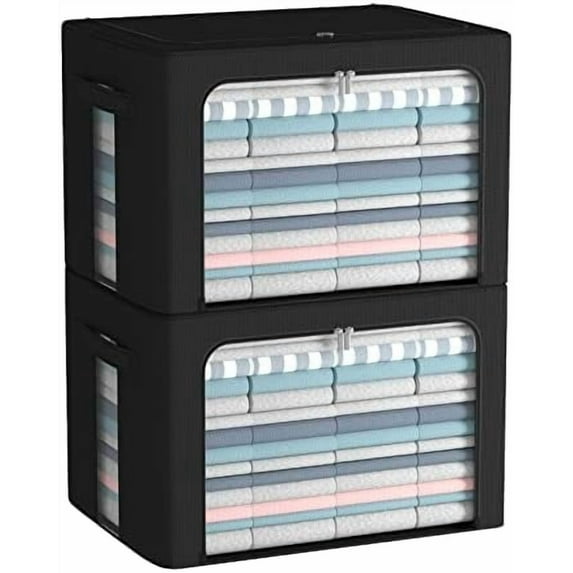 Clothes Storage Bins Box - Linen Fabric Foldable Stackable Container ...