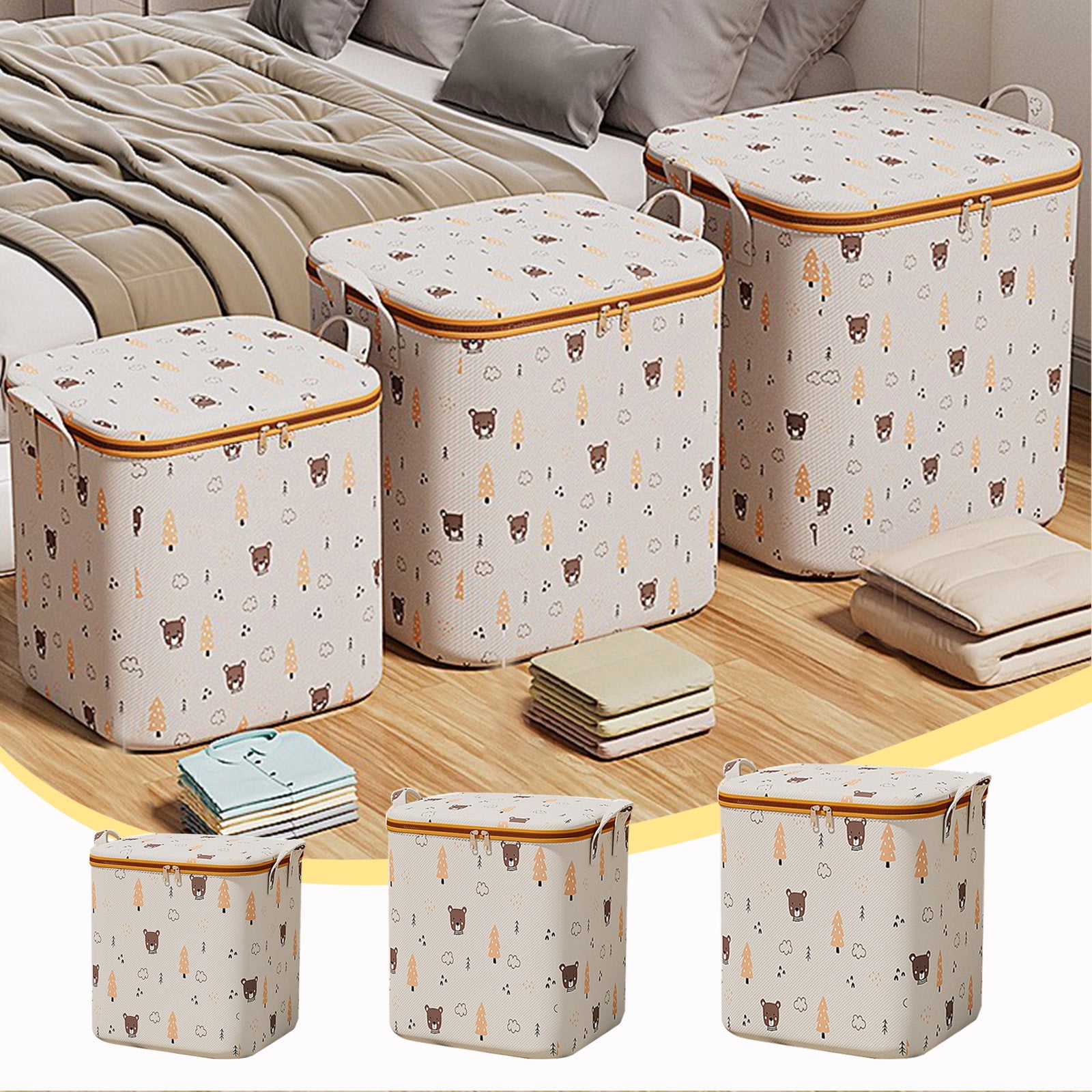 Clothes Storage Bins with Lids, Heavy Duty Storage Bag With Reinforced ...