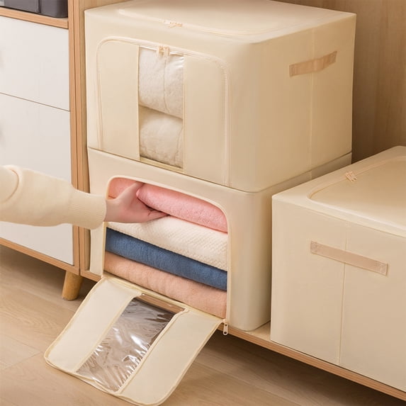 Clothes Storage Bins with Metal Frame,100L Foldable Clothes Organizers ...