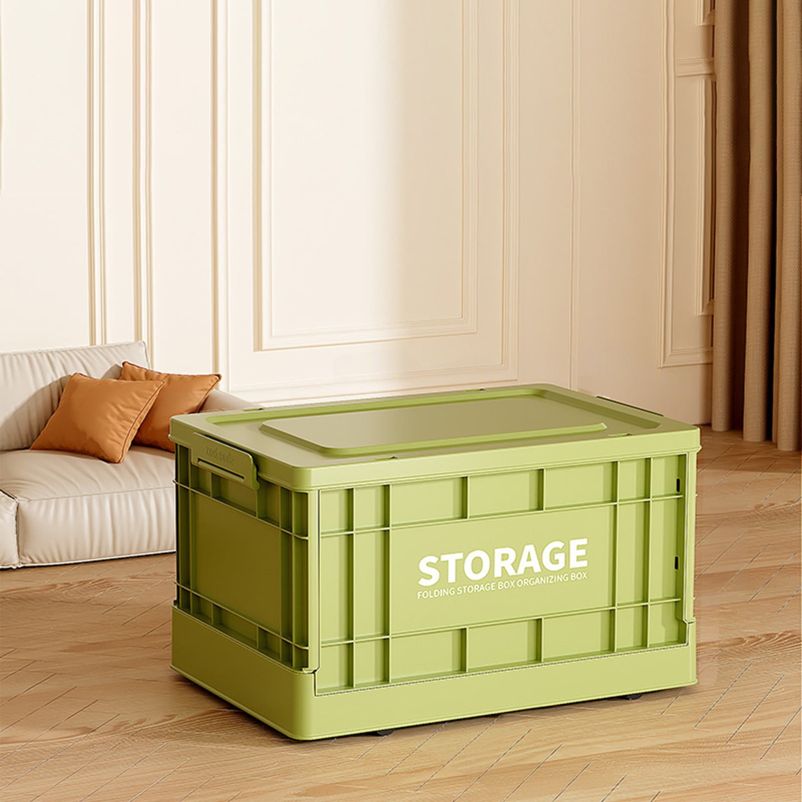 Clothes Storage Box Foldable Plastic Organizer Bin with Lid for Home ...