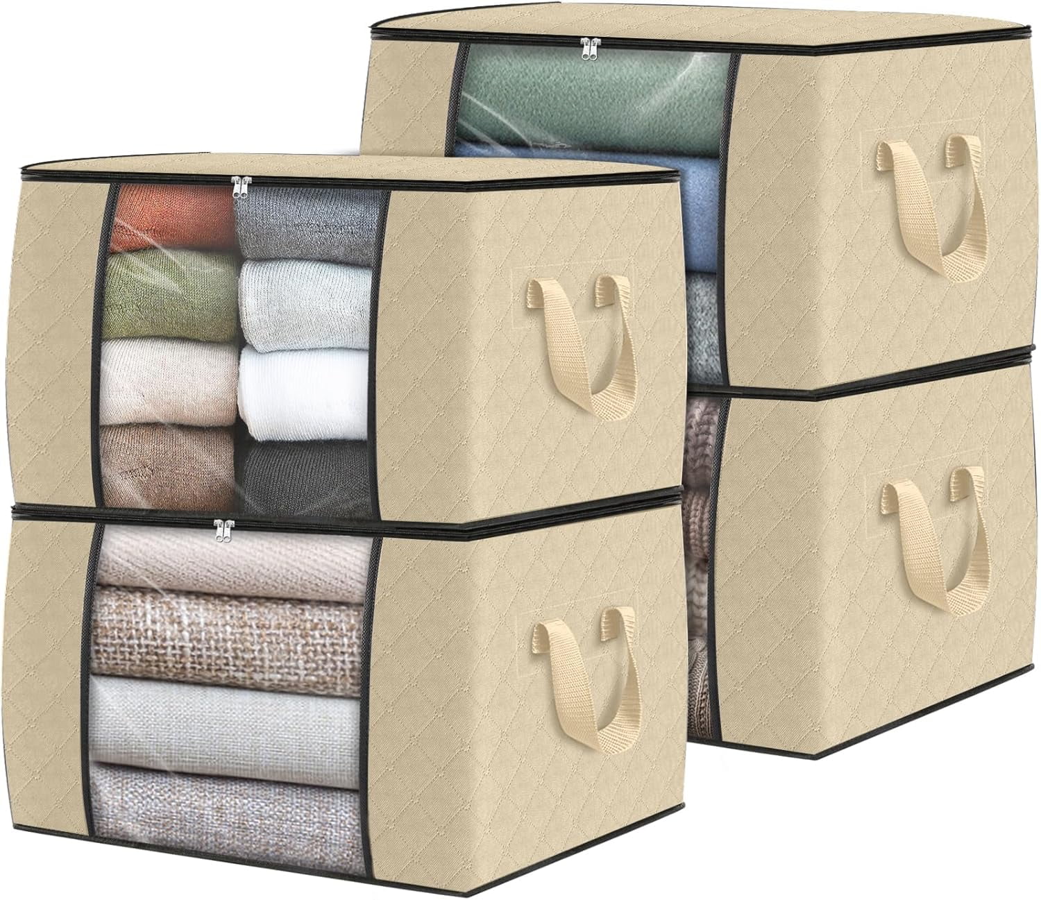 Clothes Storage, Foldable Thick Fabric Blanket Storage Bags, Containers ...