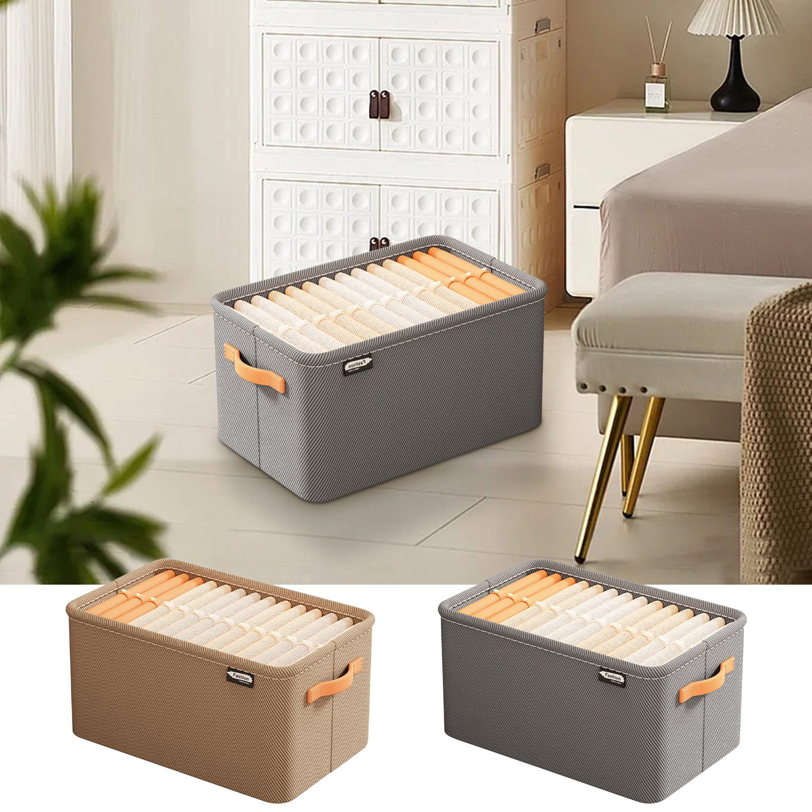 Clothes Storage Grid Basket, Layered Wardrobe Organizer, Wood Material ...