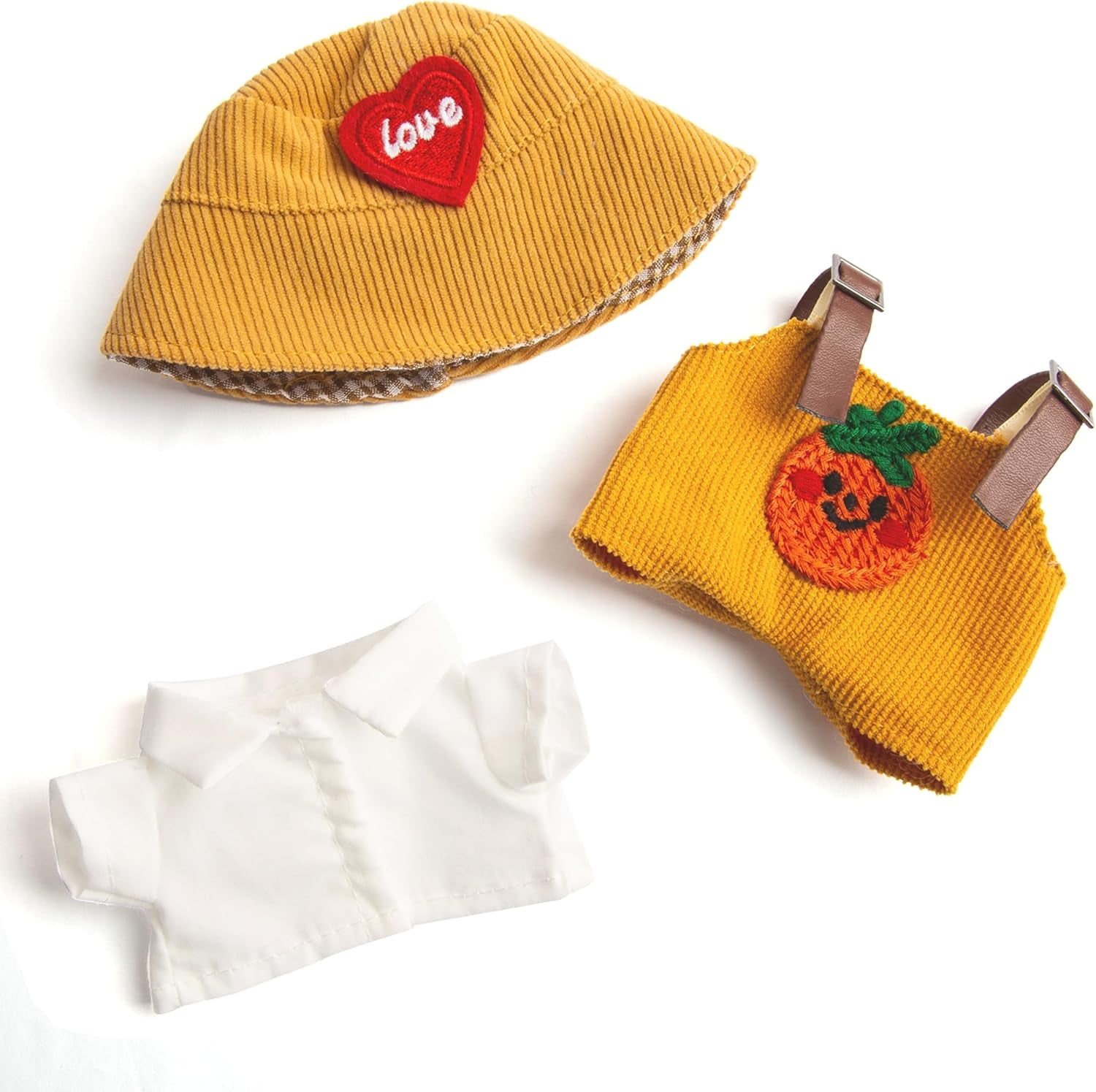 Clothes for Doll(No Doll),3 Piece Outfit Hat & Overalls Set 17cm Doll ...