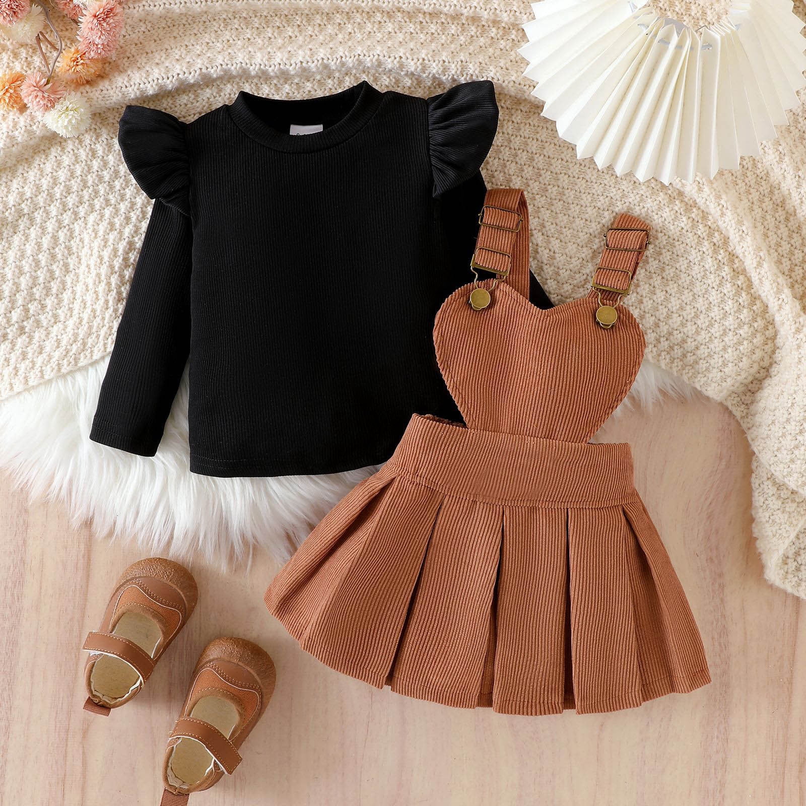 Clothes for Girls 2 Piece Girls Outfits Bowknot or Heart Shirt Skirts ...