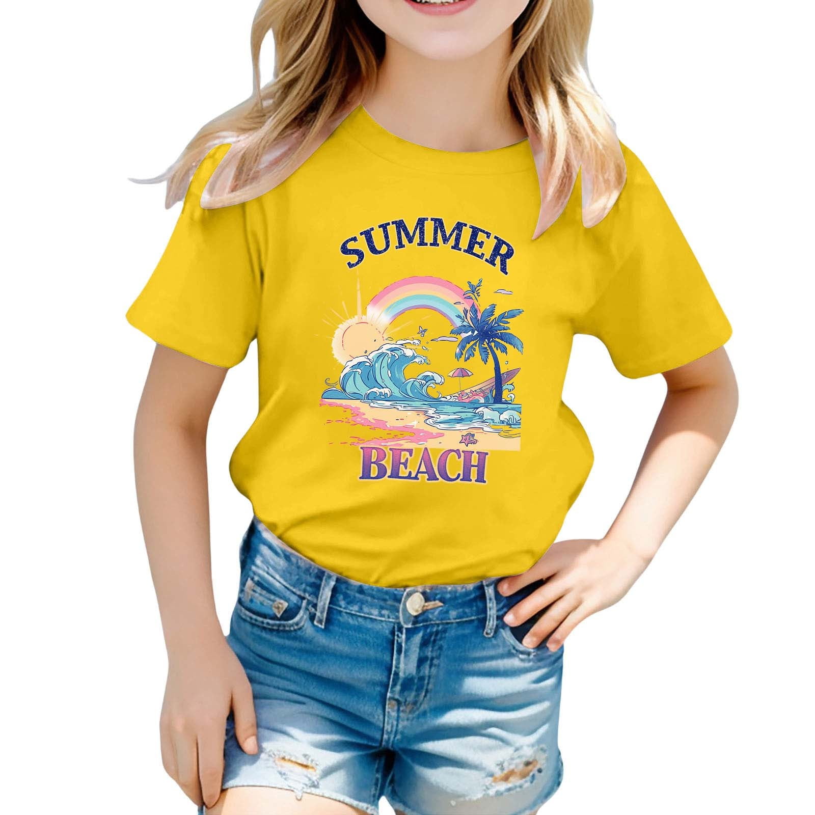 Clothes for Girls Carnival Colour Printed School Tee Tops Oversized ...