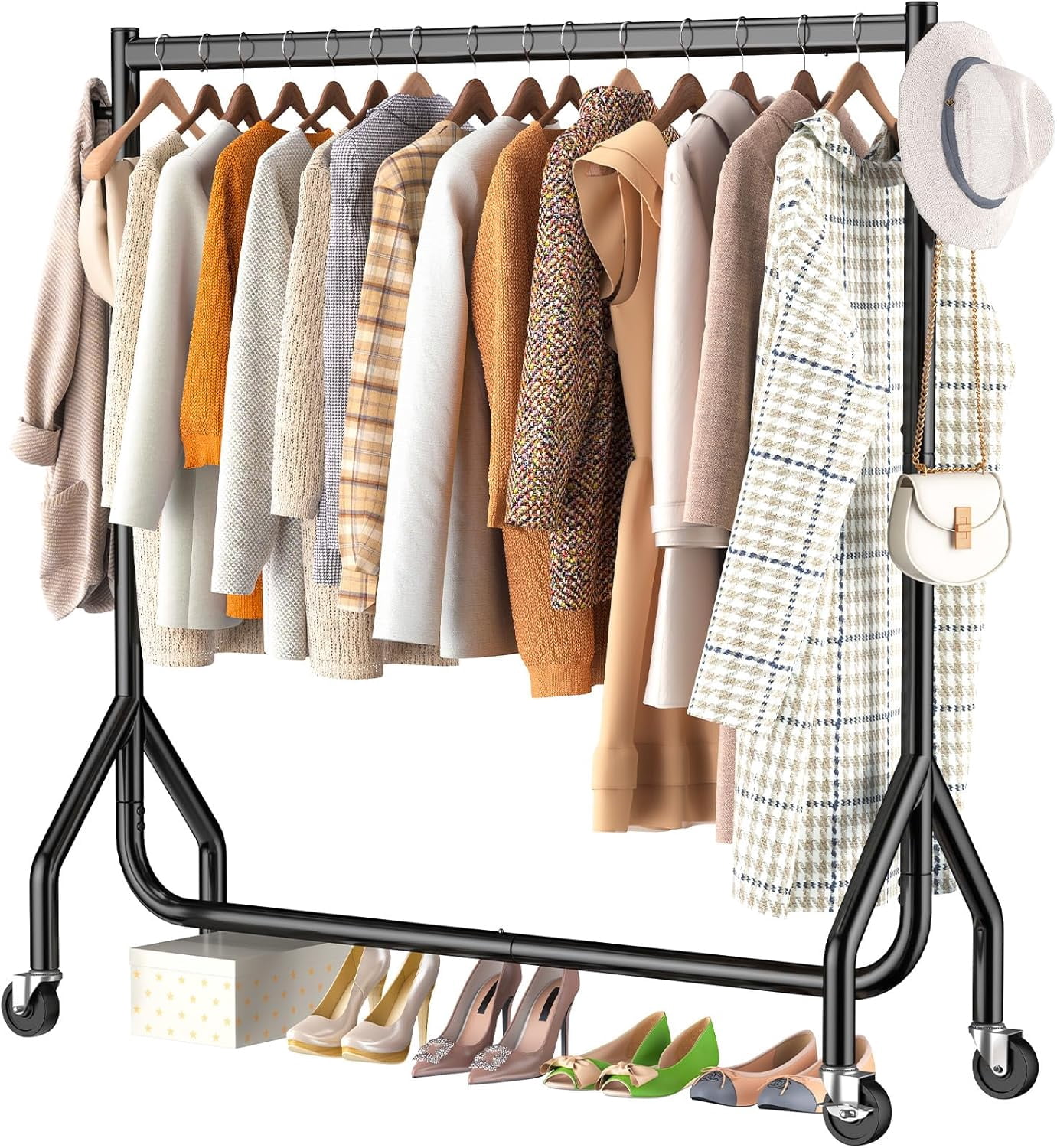 Clothes hanger, rolling heavy duty hanger, 420 lbs weight capacity ...