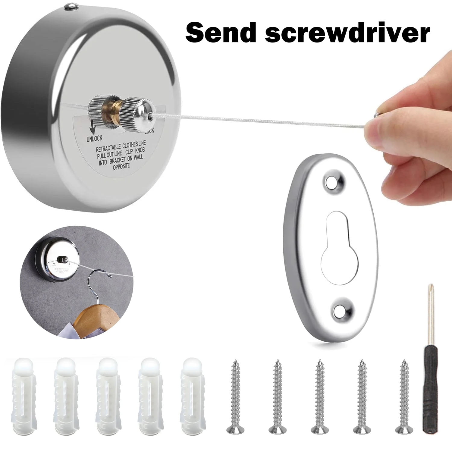 Clothesline,Retractable Clothesline - 304 Stainless Steel Retractable ...