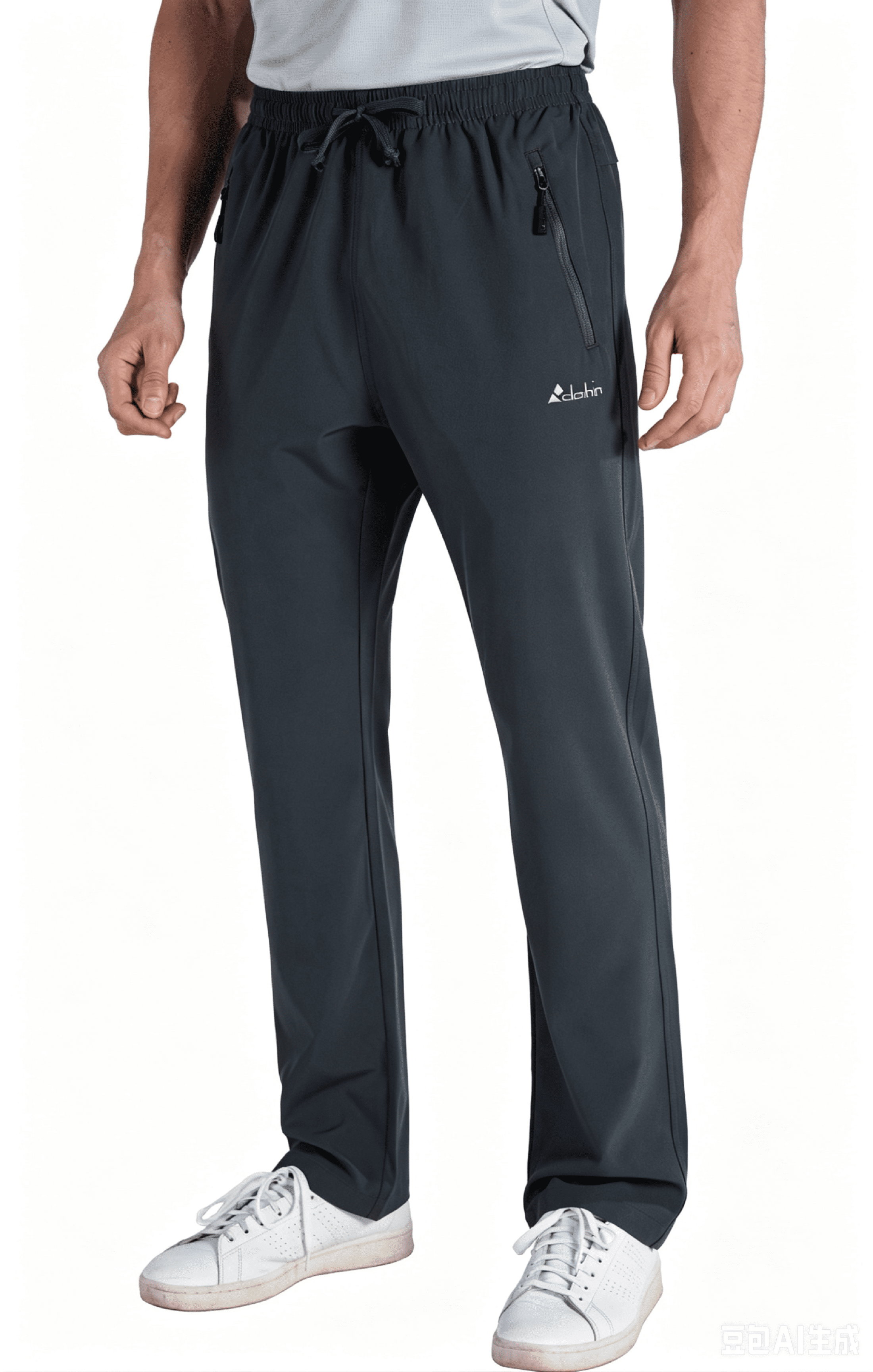 Clothin Men's Stretch Elastic-Waist Drawstring Pants With Front Zipper ...