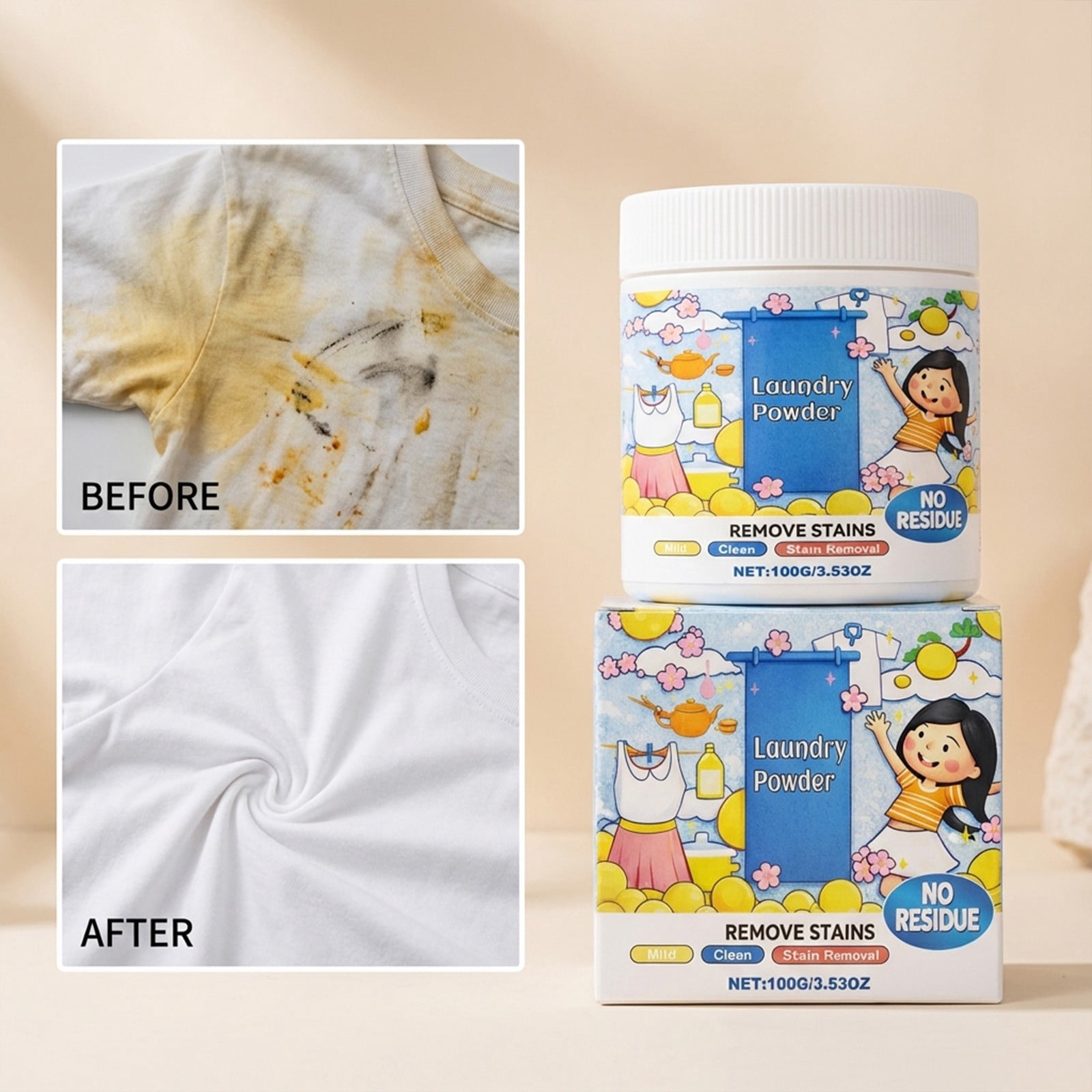 Clothing Cleaning Powder Powerful Oxygen Laundry Powder Stain Remover ...