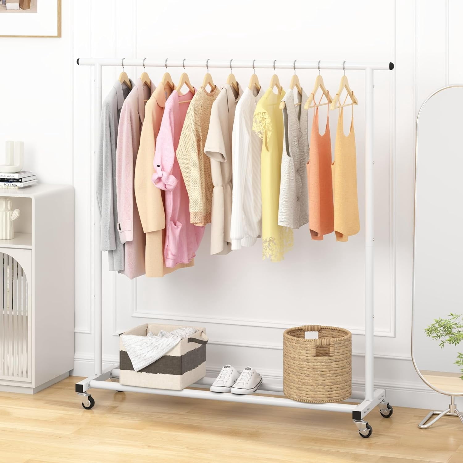 Clothing Clothes Rack Standard Rod Simple Rolling Metal Garment Rack ...
