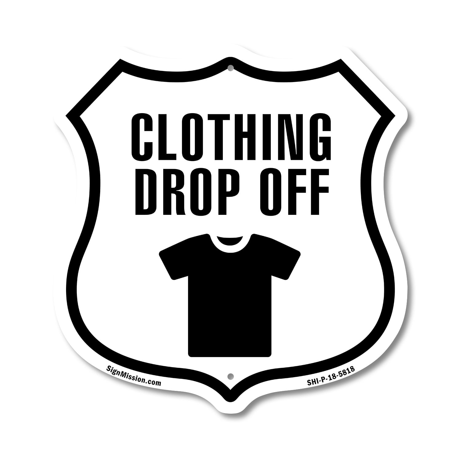 Clothing Drop Off 12 inch X 12 inch Shield Shaped Commercial Grade ...