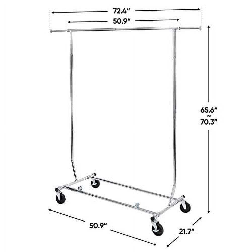 Clothing Garment Hanging Rack with Wheels, Adjustable&Expandable Single ...