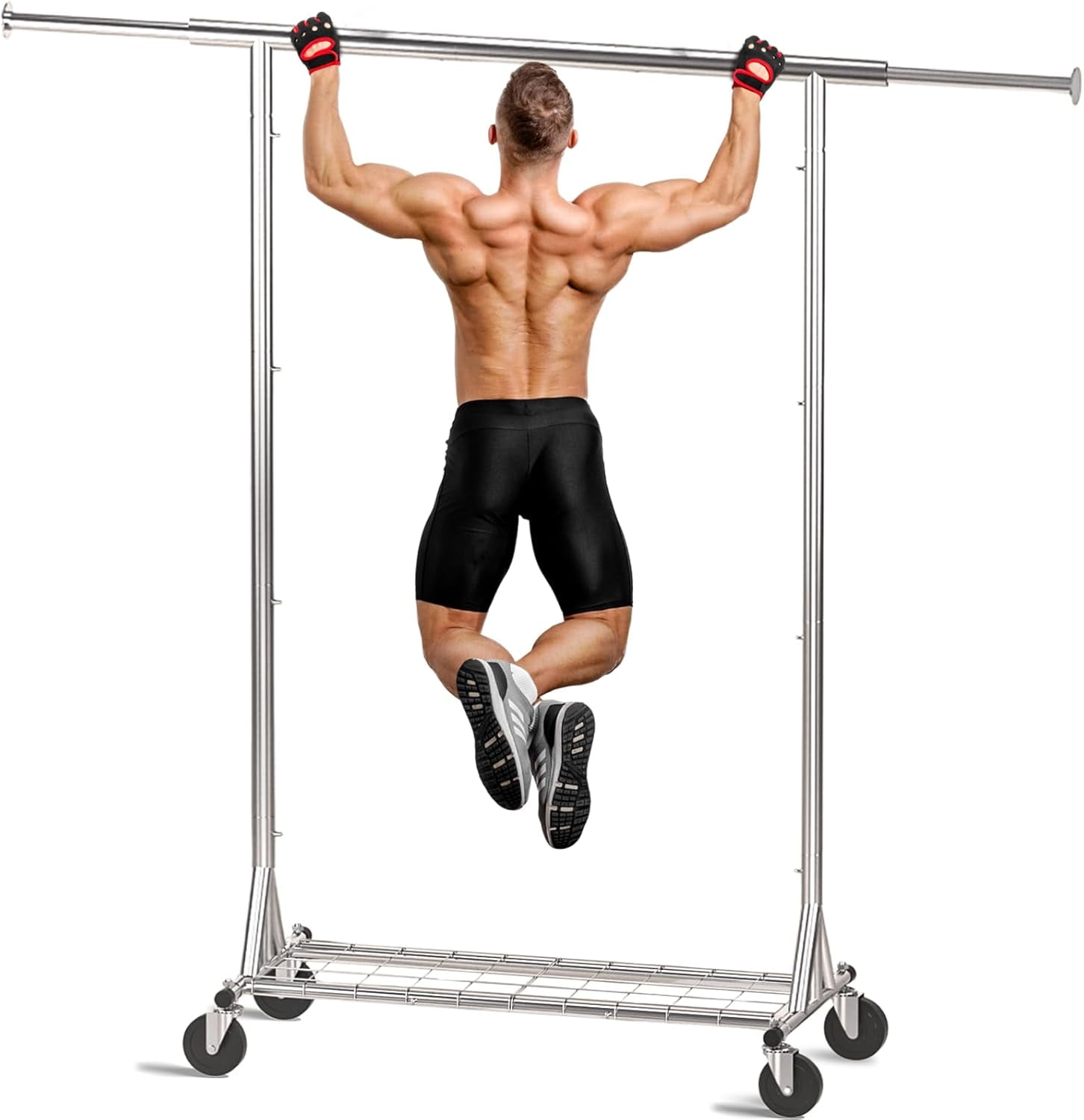 Clothing Garment Rack Capacity 550LBS Rolling Clothes Rack on Wheels ...