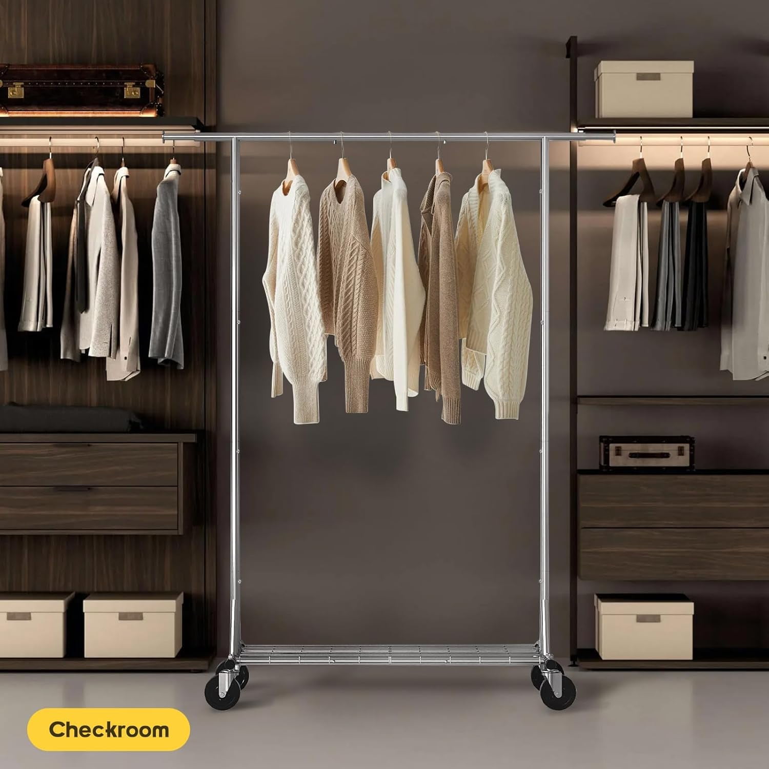 Clothing Garment Rack Capacity 550LBS Rolling Clothes Rack on Wheels ...