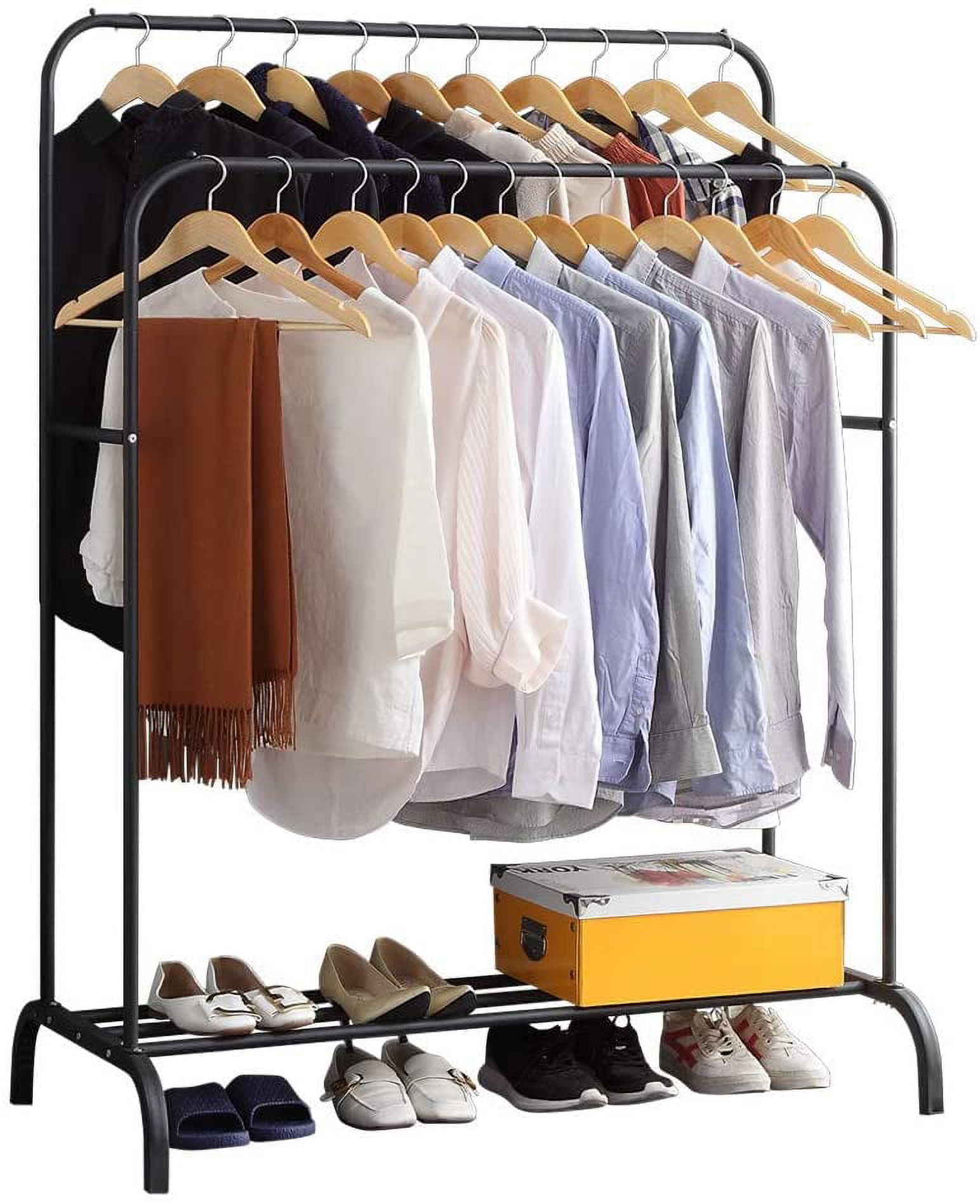 Clothing Garment Rack with Shelves, Metal Cloth Hanger Rack Stand ...