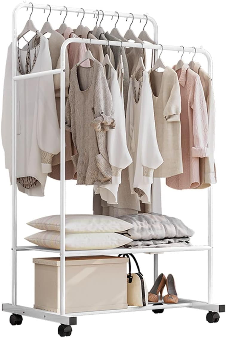 Clothing Garment Rack with Shelves, Upgraded Length Cloth Hanger Rack ...