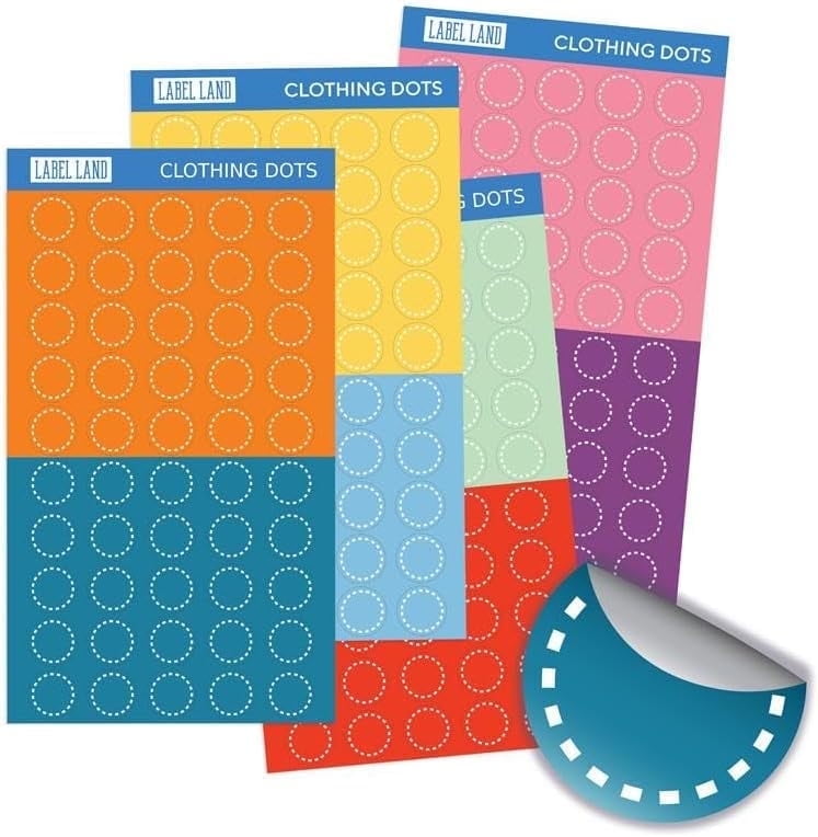 Clothing Labels, Color Coded Dots, Stick-On Dots, 200pcs, 8 Colors, 25 ...