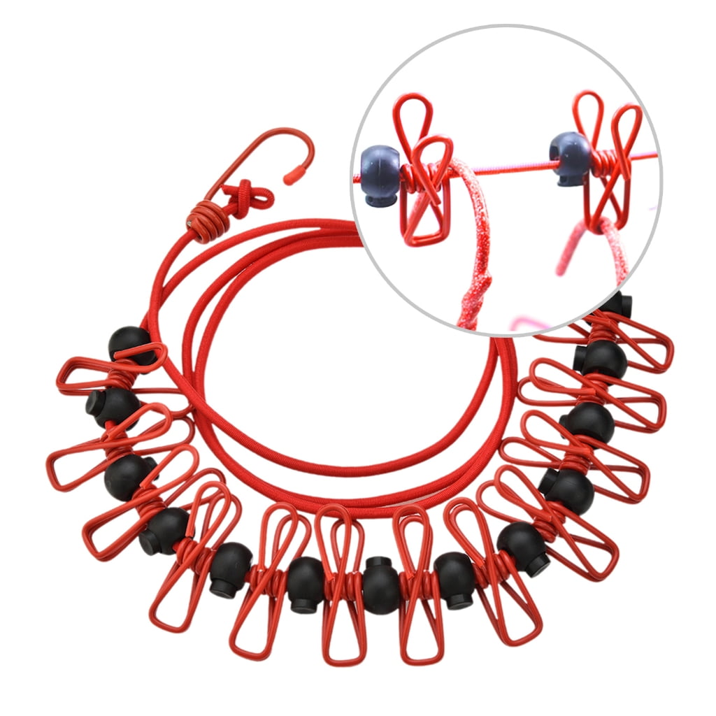 Clothing Line with 12 Clothes Clip Laundry Drying Line, Retractable ...