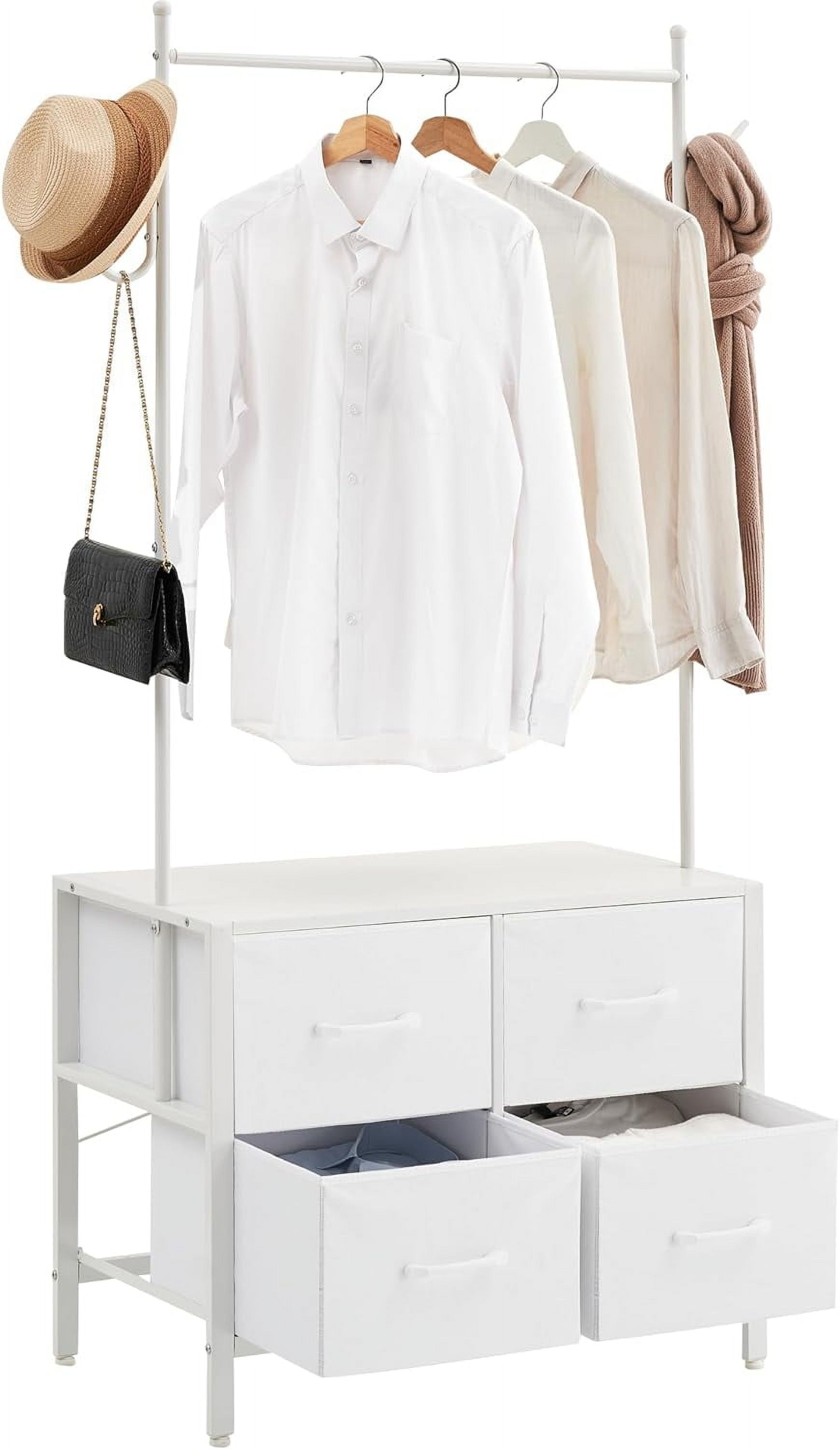 Clothing Rack with 4 Drawers, Freestanding Closet Organizer, Clothes ...