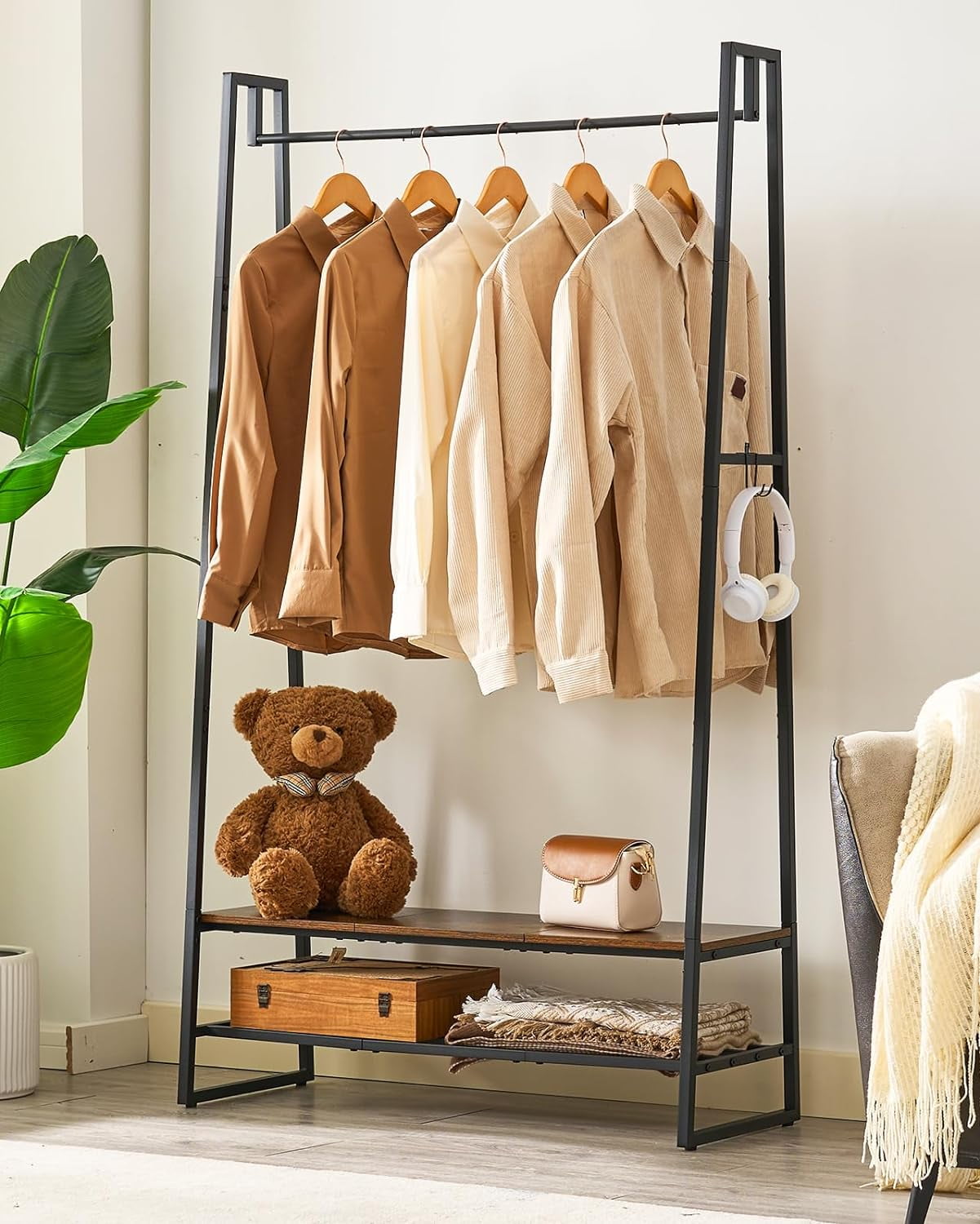 Clothing Rack, Clothes Rack for Hanging Clothes, Garment Rack with 2 ...