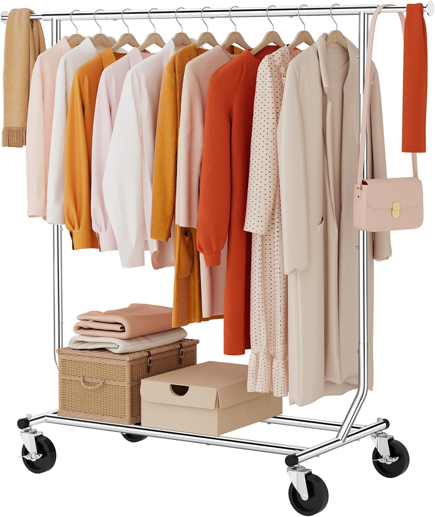 Clothing Rack Clothes Racks Foldable Garment Rack with Wheels and ...