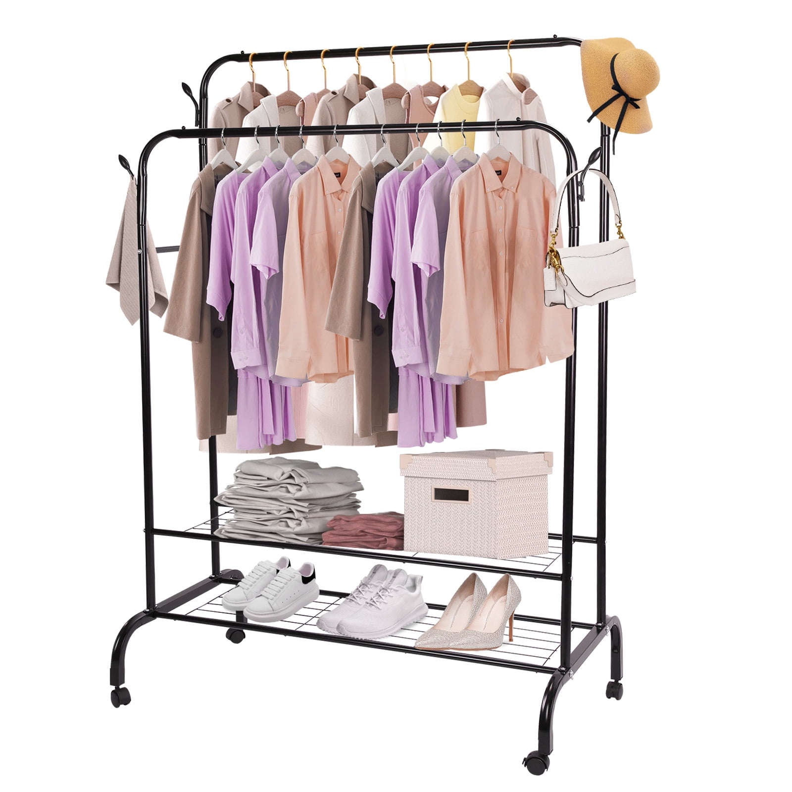 iMounTEK Clothing Rack Double Rods Garment Rack, Multi-functional ...