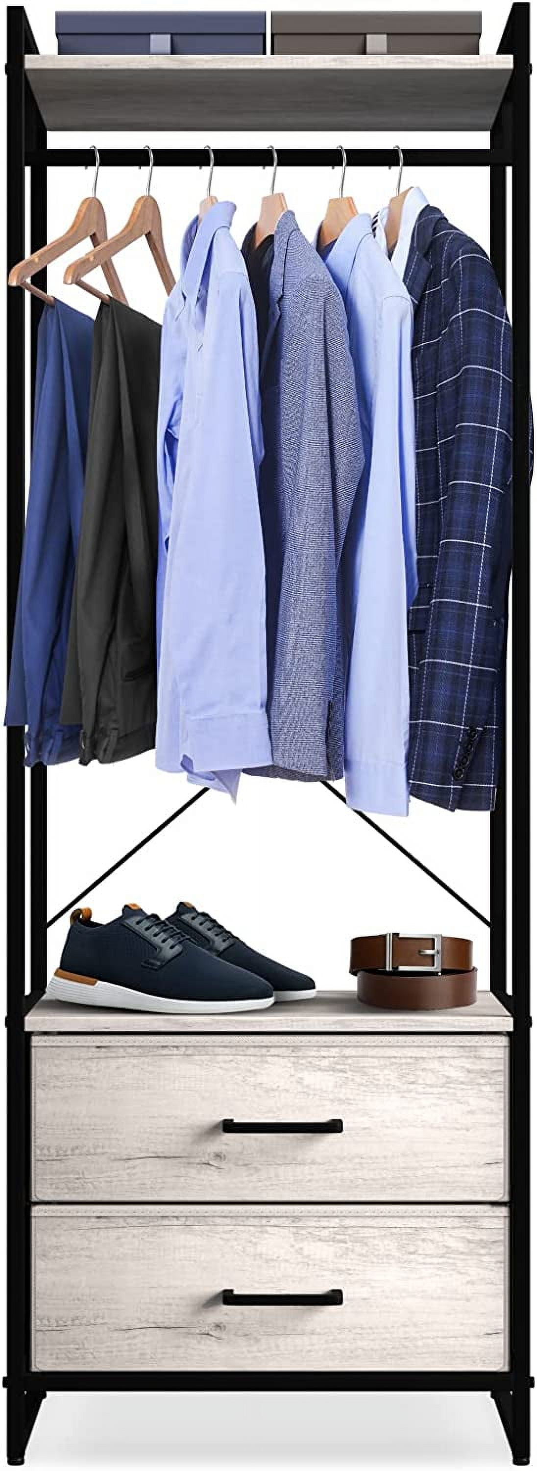 Clothing Rack with Drawers - Clothes Stand Dresser - Wood Top, Steel ...